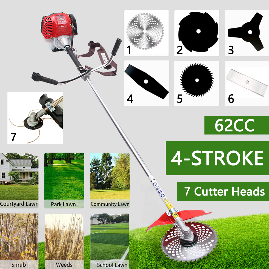 62cc Petrol Brush Cutter Whipper Snipper Weed Whip Line Trimmer 7IN1 ...