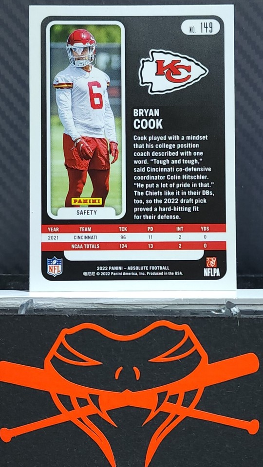 Bryan Cook 2022 Absolute ROOKIE #149 - Chiefs RC | eBay