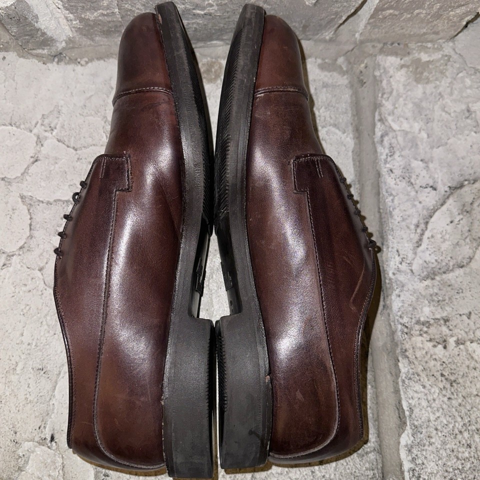 Allen Edmonds Brown Leather Cap-Toe Oxford Rubber Sole Derby Shoes 8 D ...