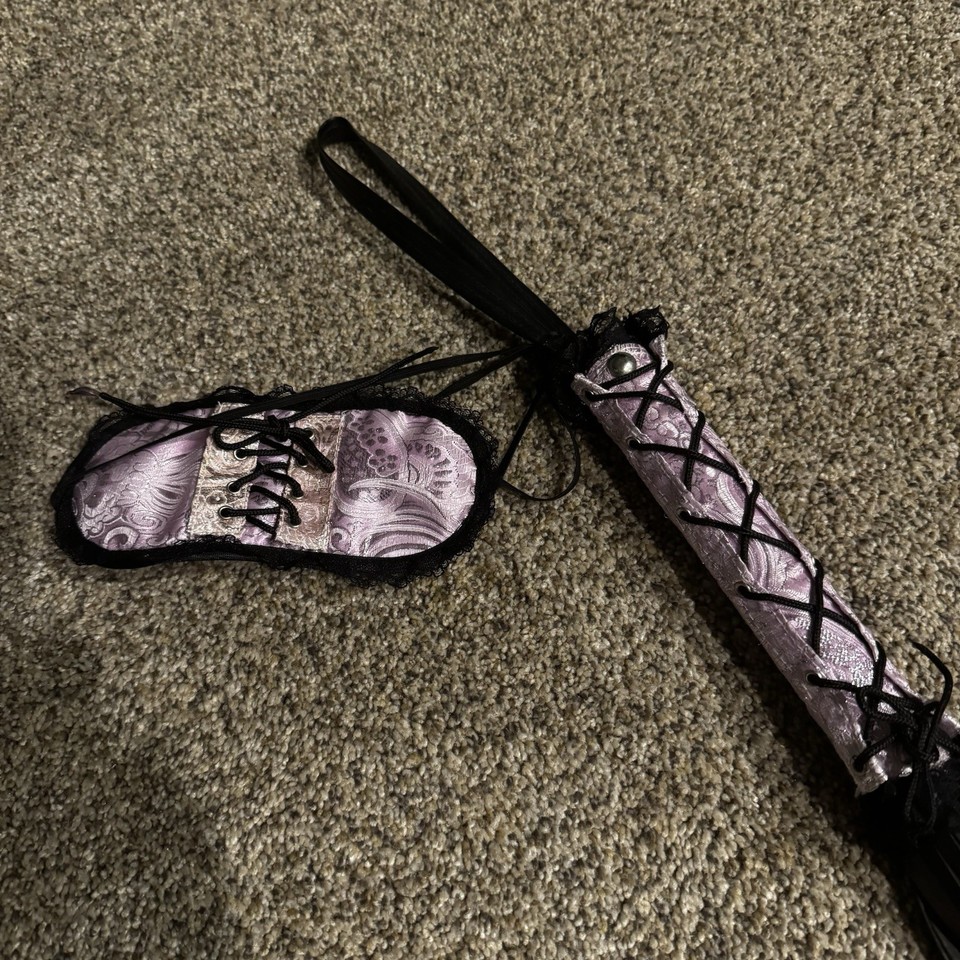 Cat O Nine Tail Vtg 1990’s Sexy Mask Matching Handle Faux Leather Whip ...