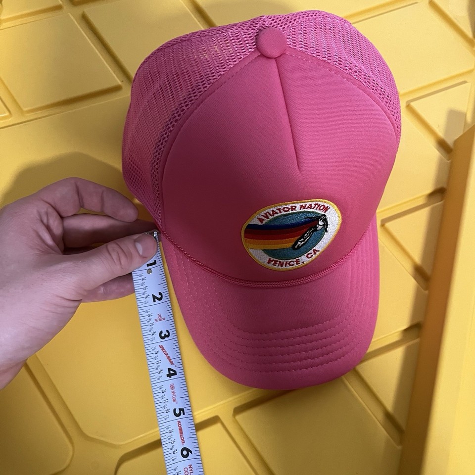 Aviator Nation Hat Adults Snapback Pink Rainbow Trucker Rope Cap Venice ...