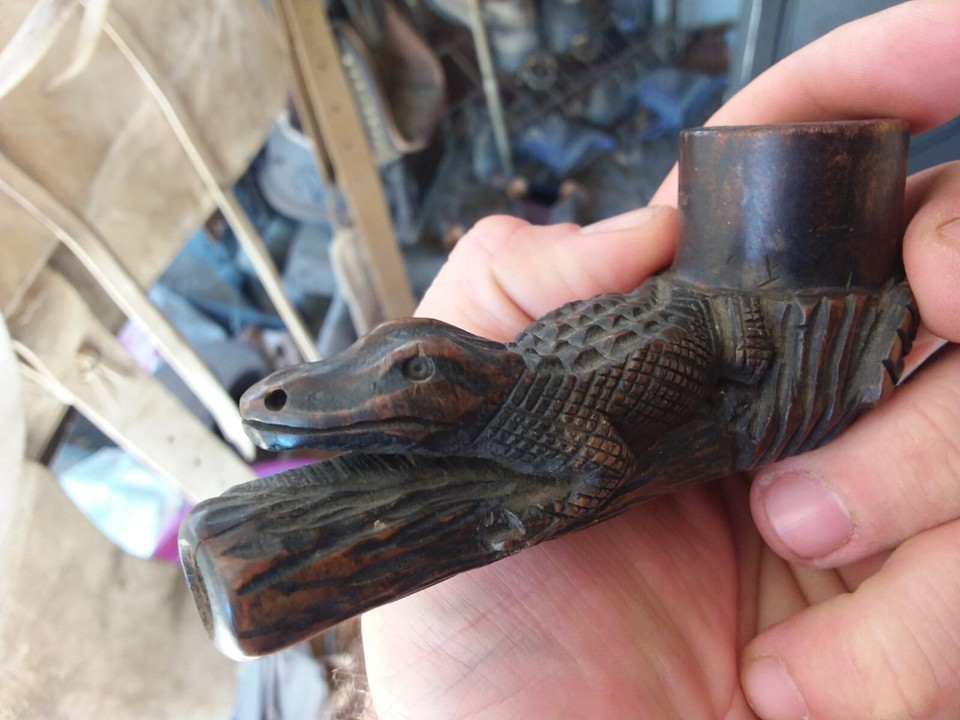 Vintage Hand-Carved Alligator/Crocodile Marxman Wood Pipe Tobacciana ...