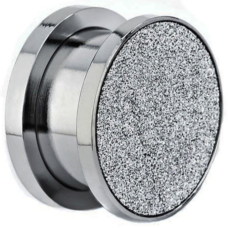 BDJ0059 Gray Sandpaper Top Texture Screw Fit Surgical Steel Ear Plugs ...