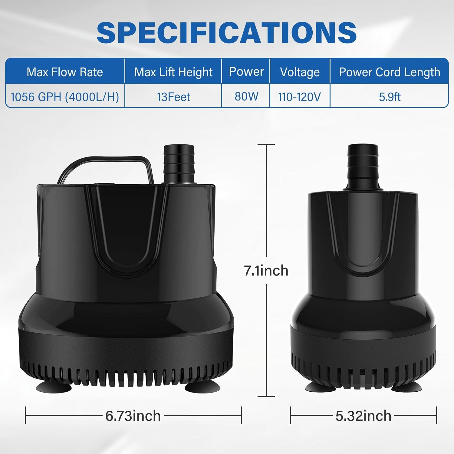 Simple Deluxe Bottom Suction Submersible Water Pump with 3 Nozzles for ...