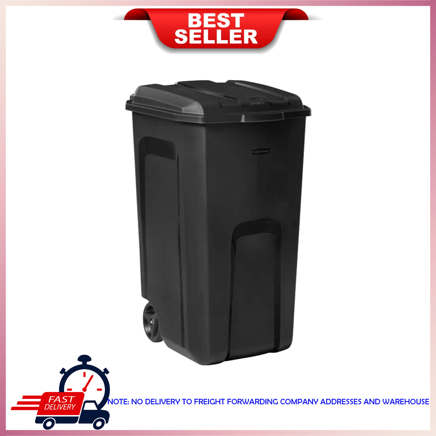 Rubbermaid Roughneck 45 Gal. Black Wheeled Vented Trash Can with Lid | eBay
