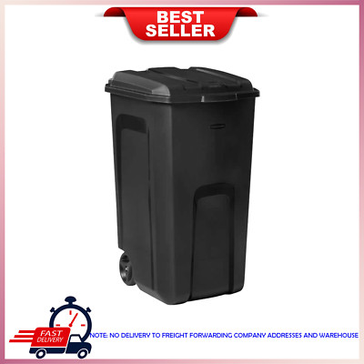 Rubbermaid Roughneck 45 Gal. Black Wheeled Vented Trash Can with Lid | eBay