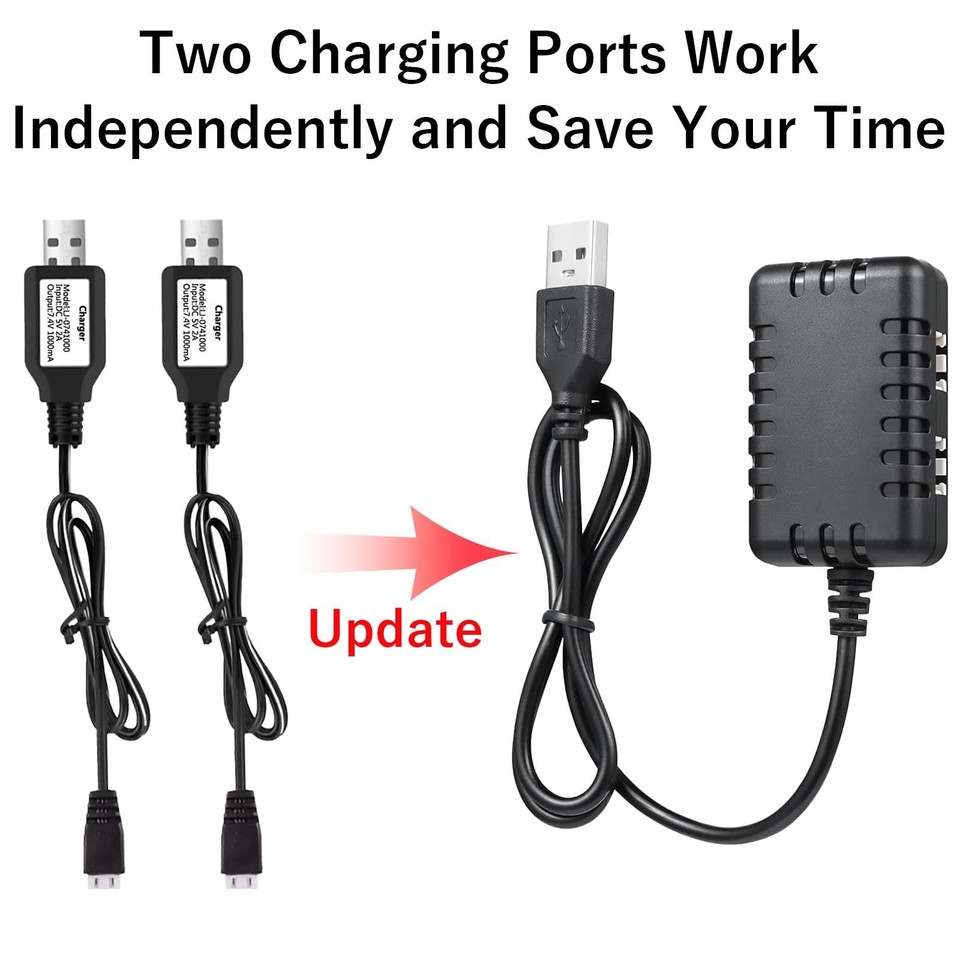 Tosiicop 7.4V Lipo Battery Charger - RC Car Balance Chargers USB Cable ...