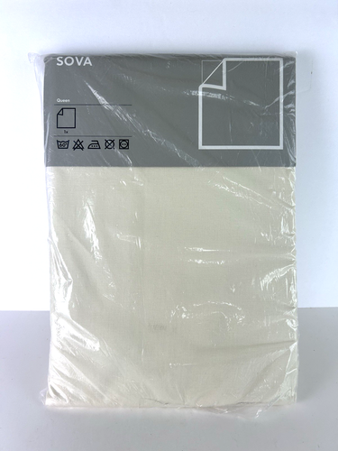 IKEA Sova QUEEN Flat Sheet Ivory Cream Finished Size 94" x 102" 100% ...