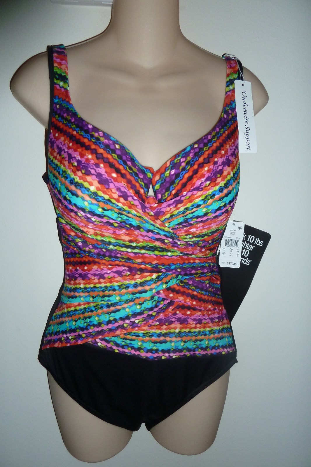 NWT Miraclesuit Escape Underwire Tummy-Control One-Piece Swimsuit 8 10 ...