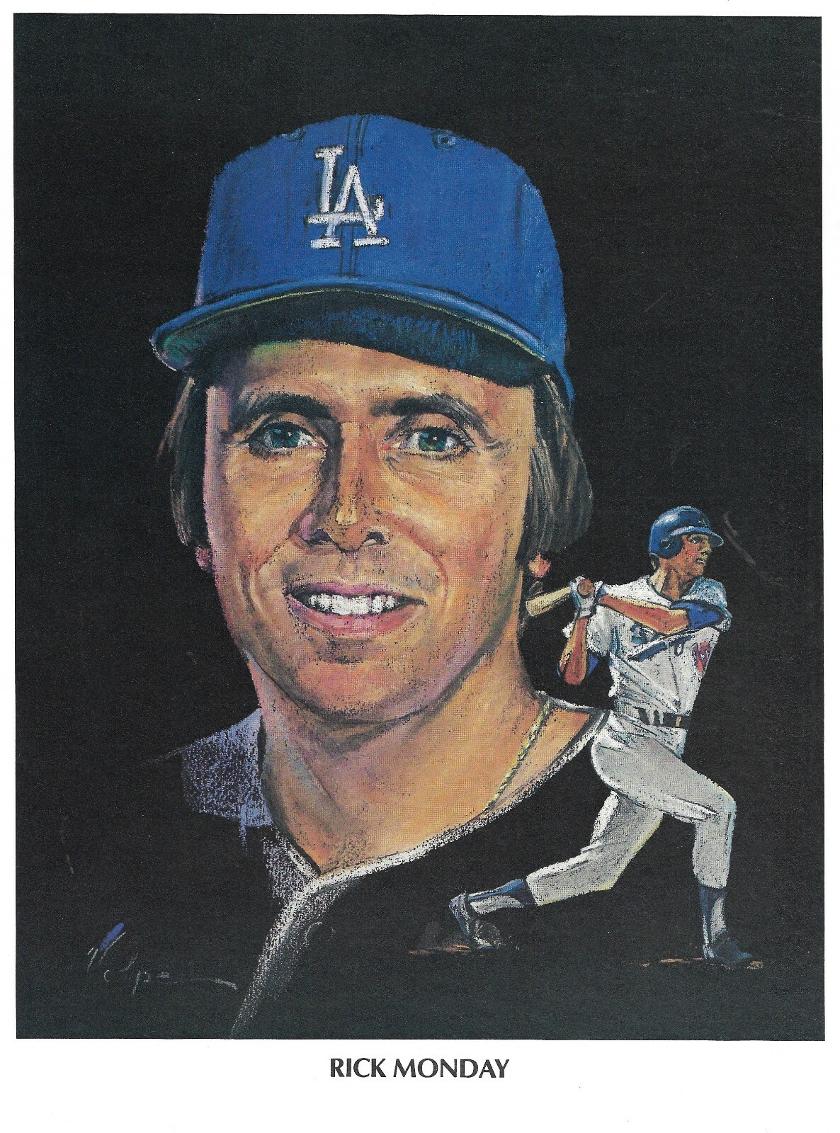 1982 UNOCAL Rick Monday LA DODGERS UNSIGNED 8-1/2 x 11 PHOTO CARD #2 | eBay