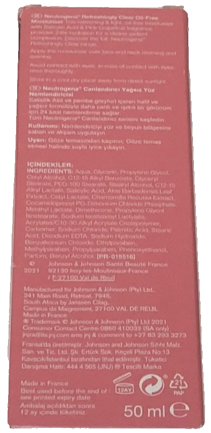 Neutrogena Refreshingly Clear Moisturiser Pink Grapefruit Oil-Free 50 mL(1.7Fl) | eBay