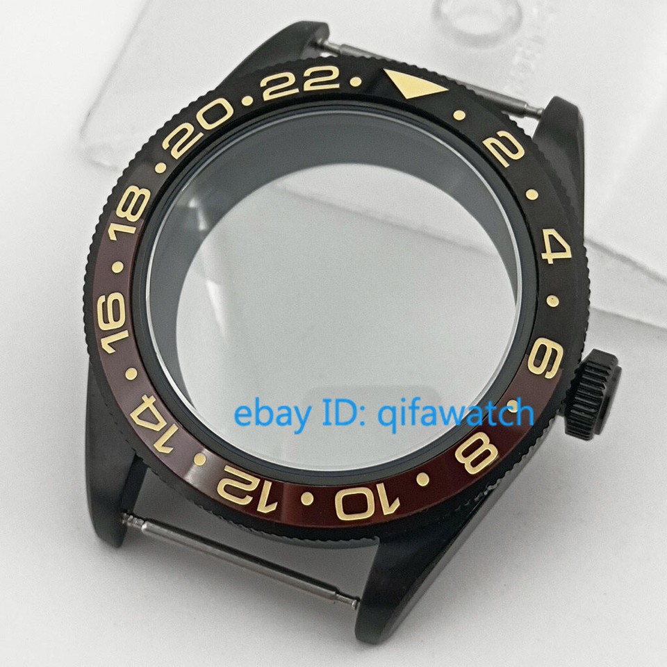 39mm black Watch Case Dome Sapphire Fit NH34 NH35 NH36 ETA 2824 PT5000 ...