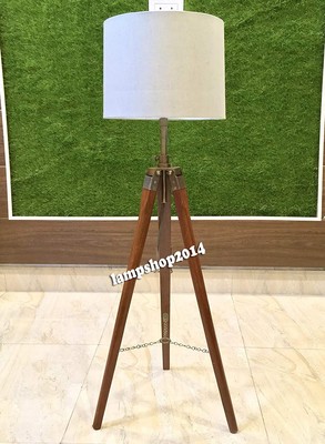 Nautical Wooden Antique Tripod Table Lamp Stand Vintage style Floor ...