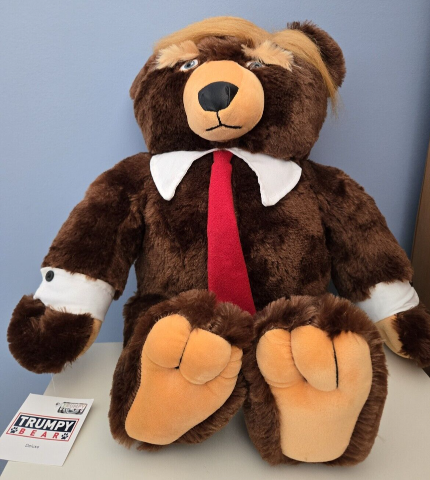 22" Plush Trumpy Bear With Flag Blanket In Zippered Compartment And COA ...