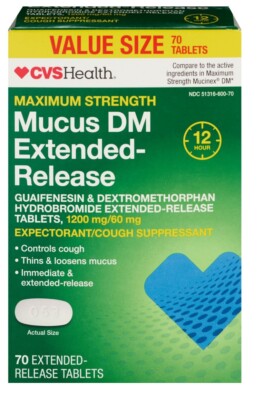 CVS Health Maximum Strength Mucus DM Extended Release 70ct Value Size ...