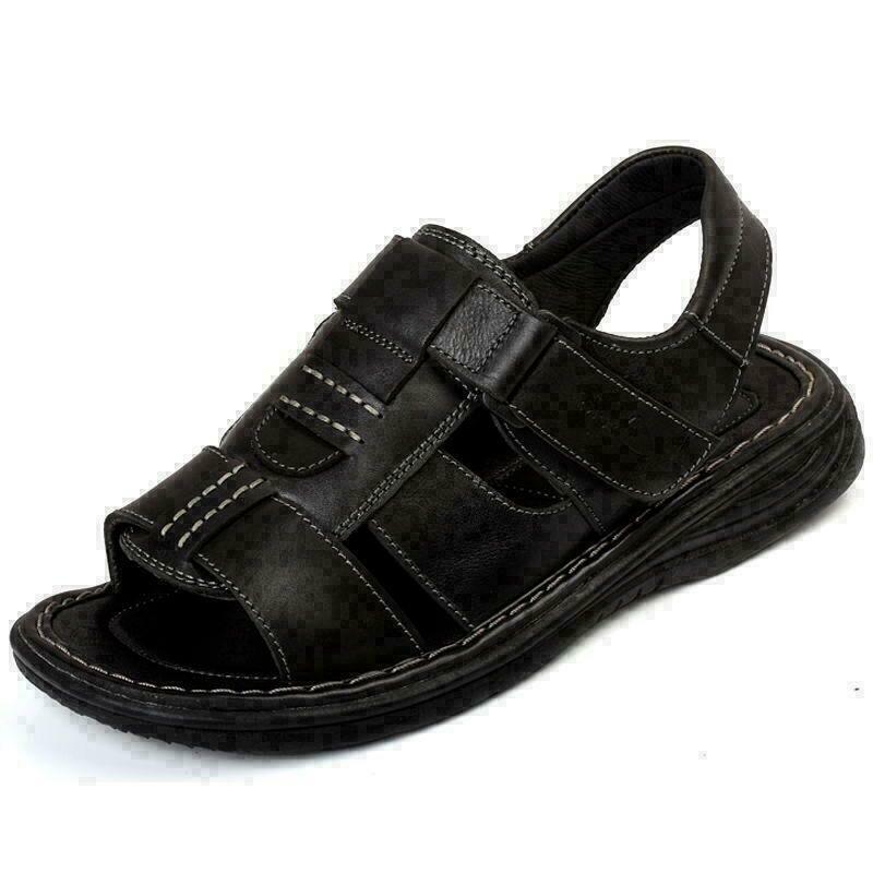Men's Open Toe Leather Casual Sports Flat Comfort Beach Fisherman ...