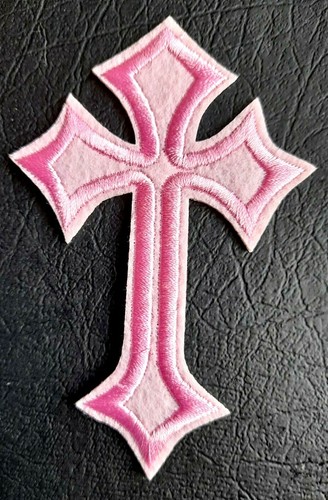 Pink Cross Crucifix Patch Embroidered Iron On Christian Crusader Jesus ...