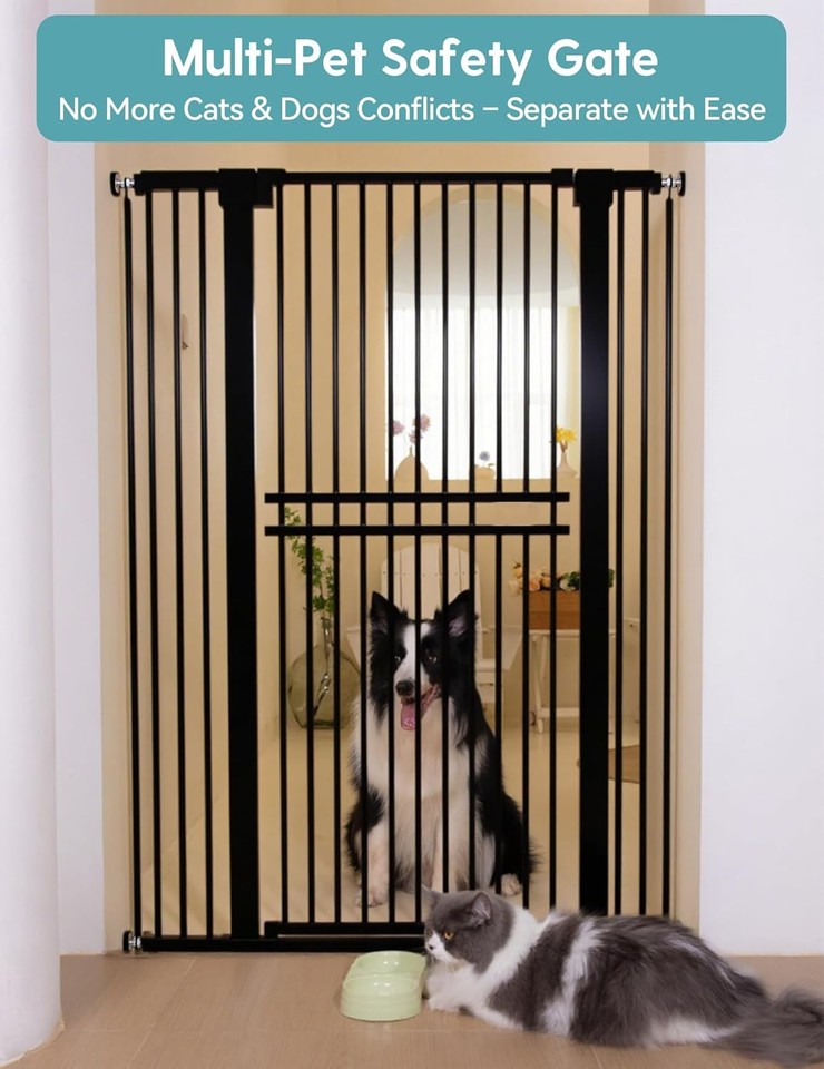Extra Tall Pet Gate 55in No Pawblems Auto Close Black | eBay