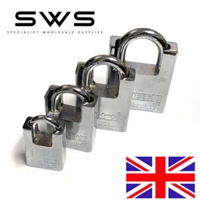 HEAVY DUTY PADLOCK LONG SHACKLE WATERPROOF 4 KEYS SECURITY OUTDOOR ...