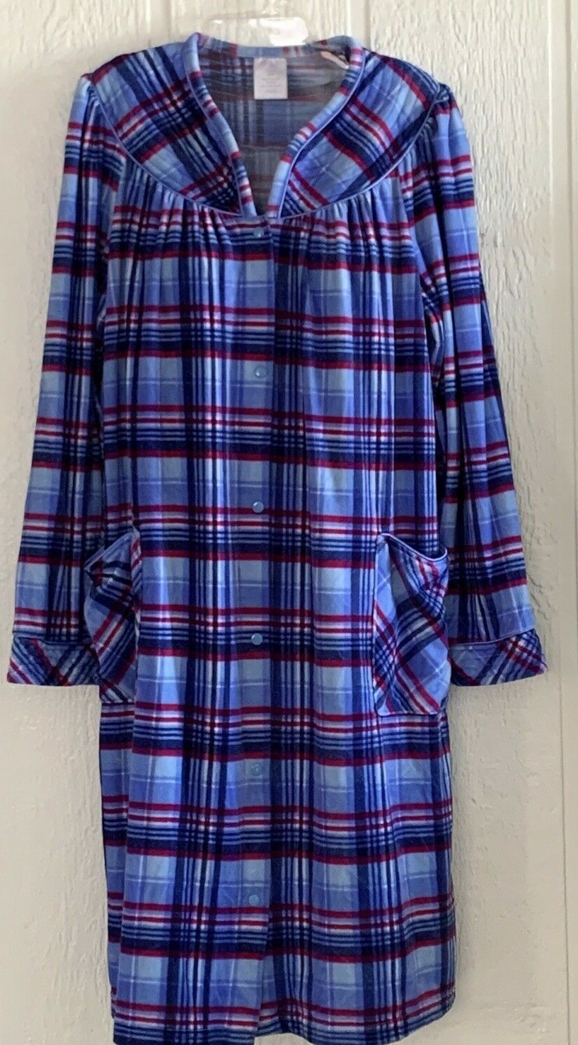 Secret Treasures Blue Snap Down Robe, Women's/Ladies … - Gem