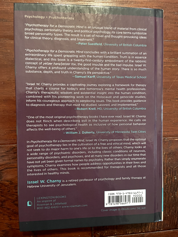 NEW: Psychotherapy for a Democratic Mind - I.W. Charny - Hardcover | eBay