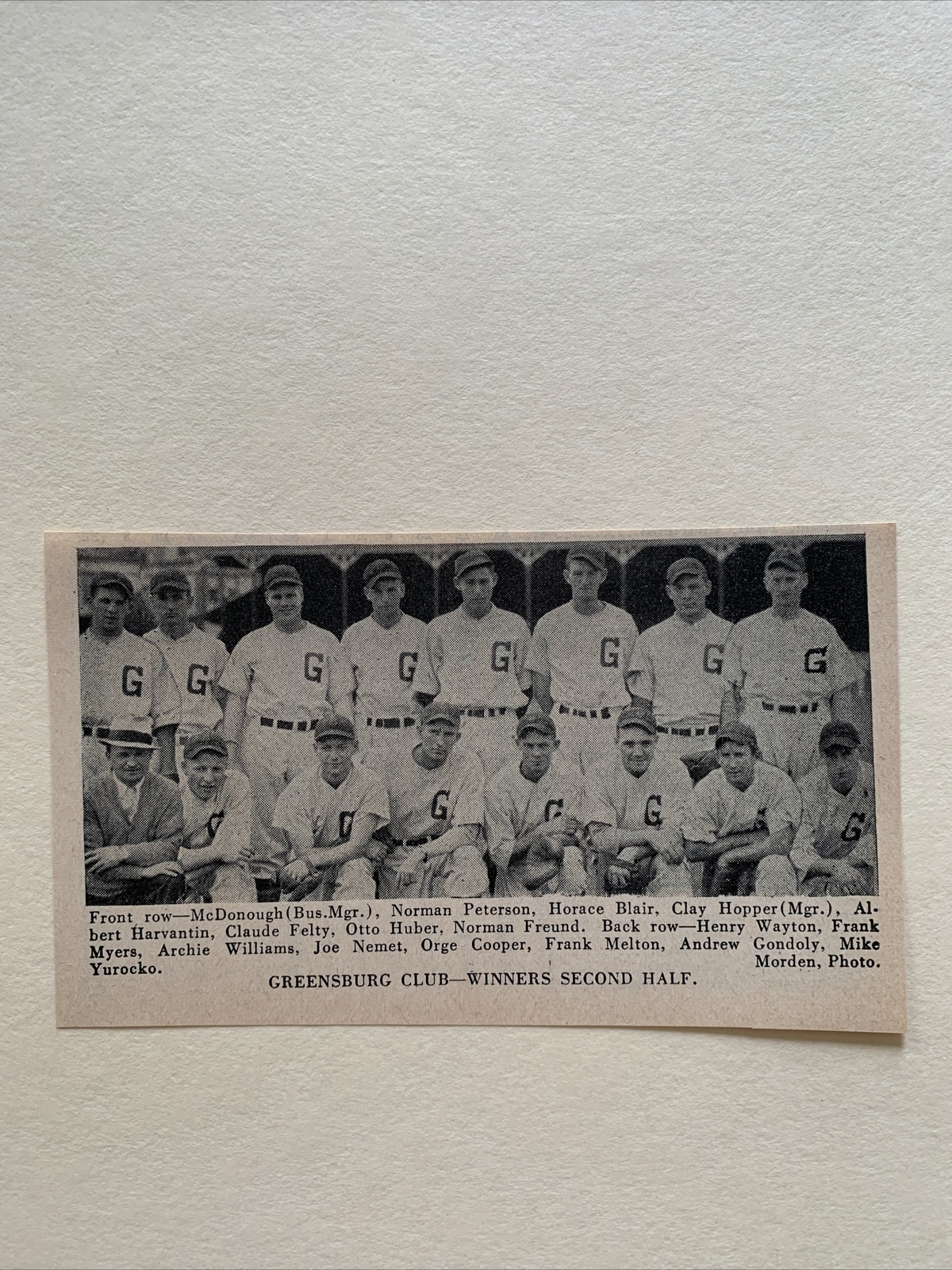 Greensburg Red Wings Rube Melton Otto Huber P. Cooper 1936 Baseball ...