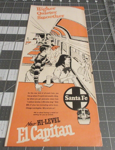 1957 SANTA FE HI LEVEL EL CAPITAN Train Railroad, Vintage Print Ad | eBay
