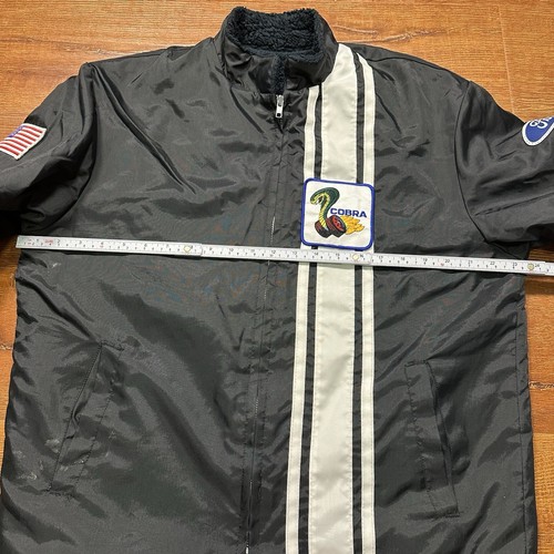Vintage Ford Mustang Cobra Shelby Racing Jacket Mens XL Black Sherpa ...