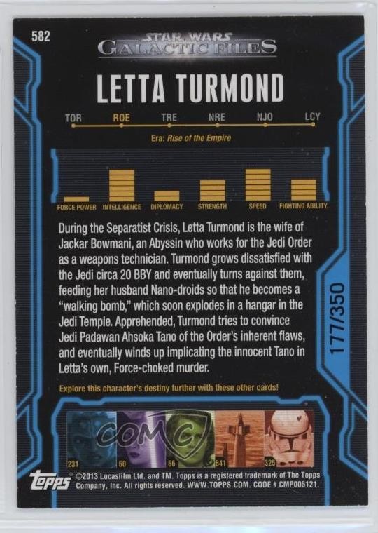 2013 Topps Star Wars Galactic Files Series 2 Blue /350 Letta Turmond ...