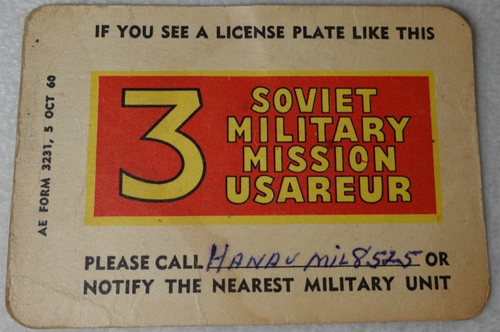 Soviet Military Mission USAREUR 1960 Europe AE Form 3231 Original ...
