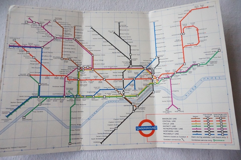 1962 London Transport Underground Map Diagram of Lines Tube 262 | eBay UK