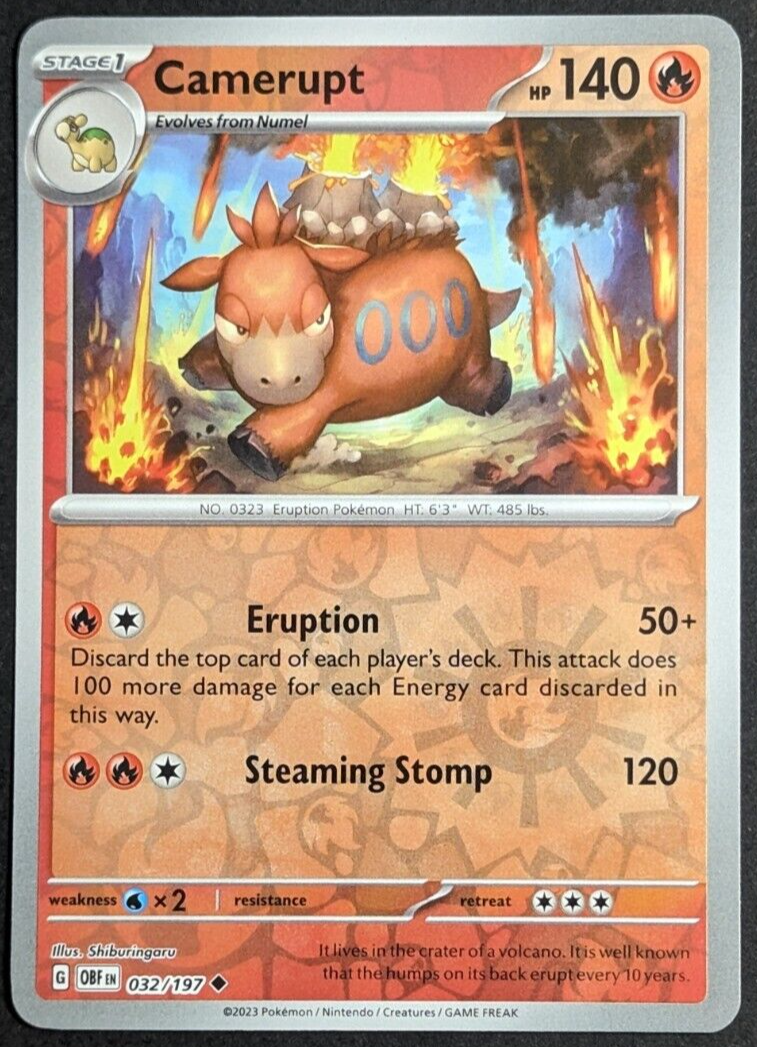 Camerupt Reverse Holo NM OBF 032/197 Obsidian Flames Pokemon Card | eBay