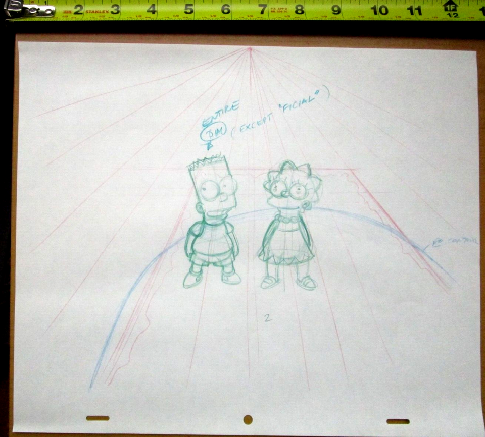 1990's SIMPSONS FOX Walt Disney ORIGINAL PRODUCTION cel DRAWING Bart | eBay