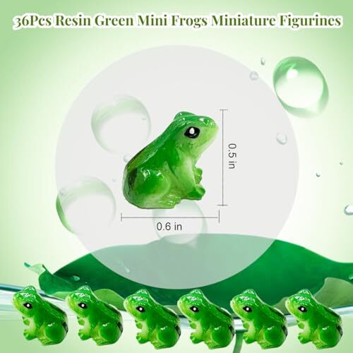Resin Mini Frogs, 36Pcs Green Frog Miniature Figurines,Cute Tiny ...