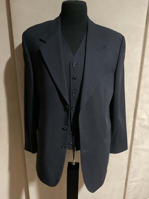 RICK PALLACK SUIT / 40 REGULAR / NAVY 3 PIECE VESTED / WOOL CREPE /MADE ...