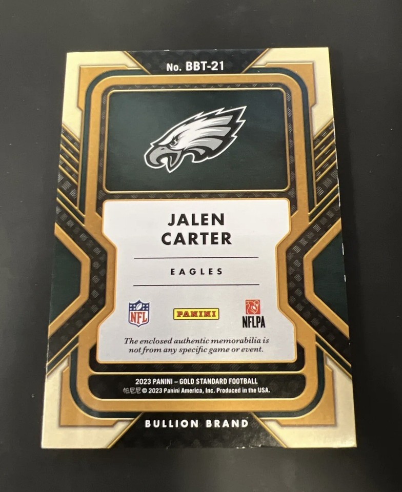 2023 Jalen Carter Gold Standard Bullion Nike NFL Shield Laundry Tag ...