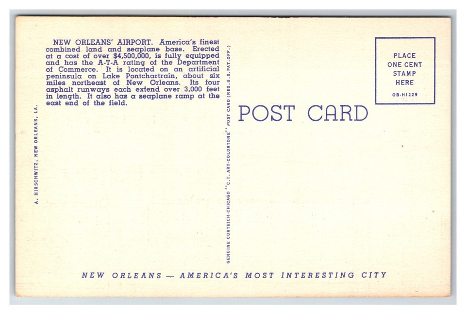 Airport Administration Building New Orleans Louisiana LA UNP Linen ...