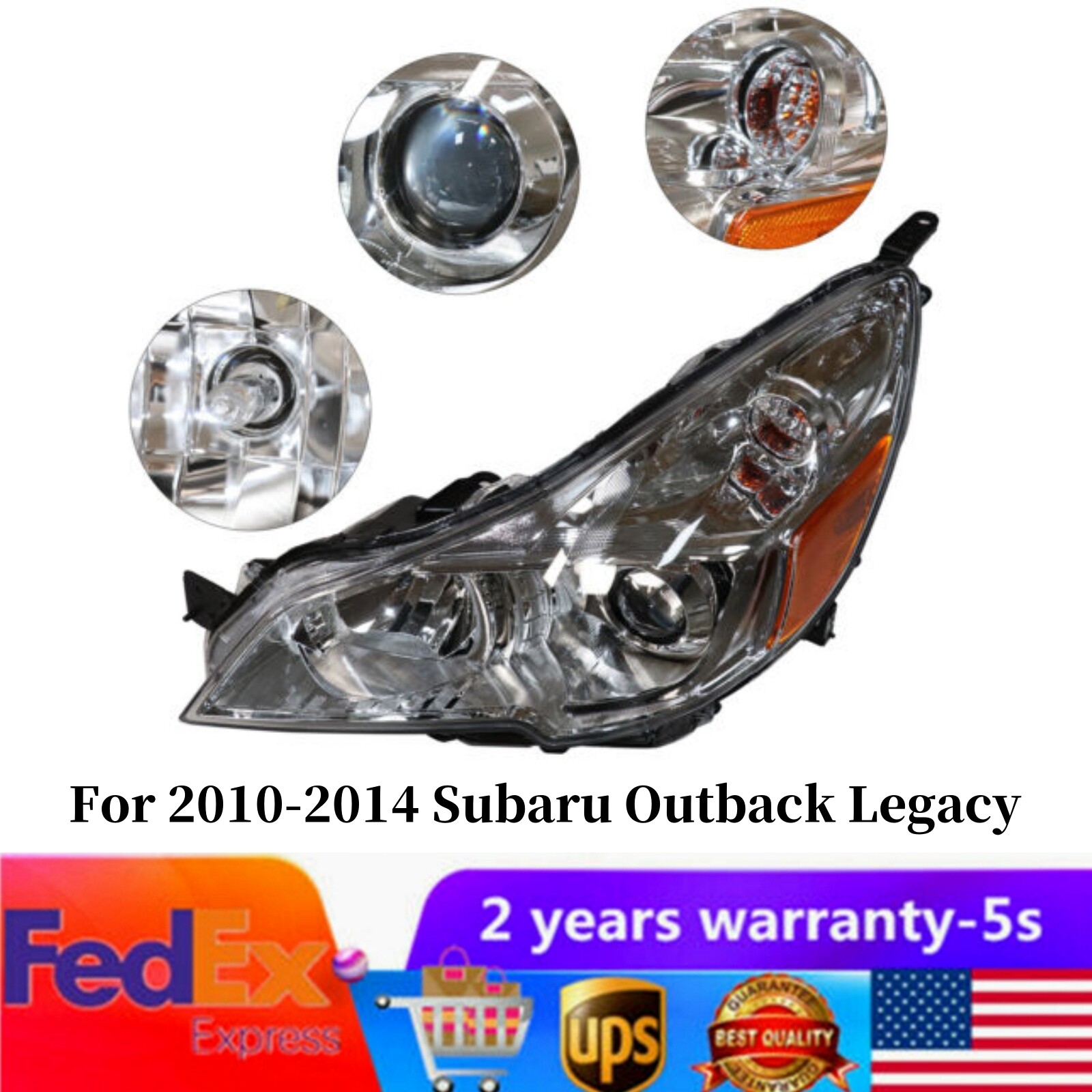 Left side Headlight Assembly Chrome Amber For 2010-2014 Subaru Outback ...