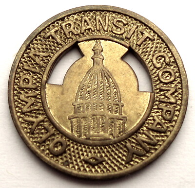 US, OLYMPIA TRANSIT COMPANY Good For One Fare Token 16.4mm 1.8g Rare ...
