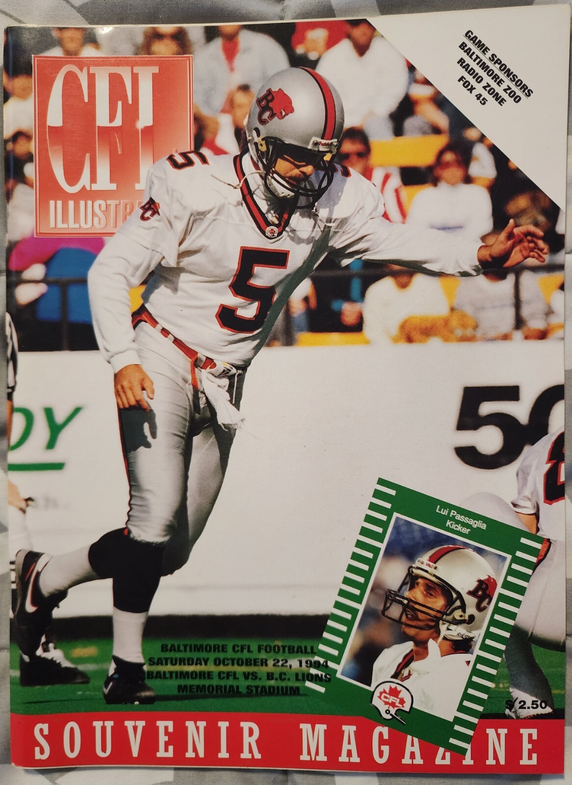 1994 CFL Illustrated Baltimore Stallions Vs B.C. Lions Program Magazine ...