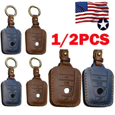 1/2x Leather Remote Car Key Fob Case Cover Holder Shell For Bmw i3 i8 ...