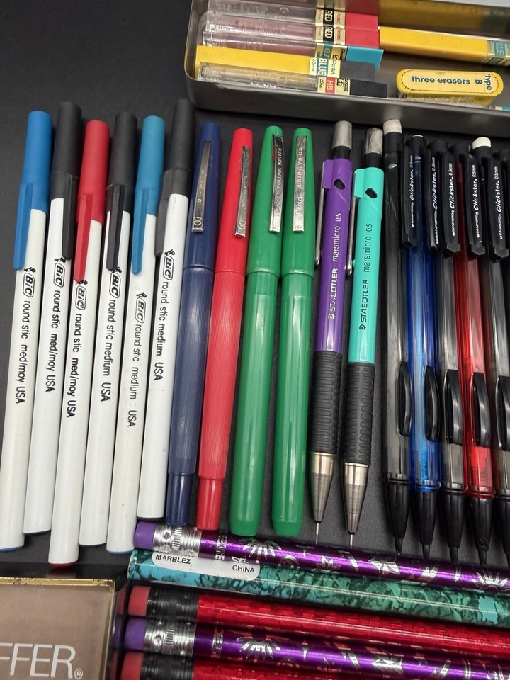 Lot VTG Pens Pencils Leads Pentel Shaeffer Clickster BIC Staedtler ...