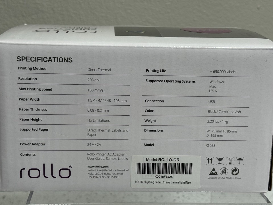 Rollo Thermal label printer X1038 USB Pre-owned great condition | eBay