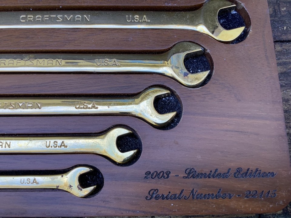2003 CRAFTSMAN 22K Gold Plated 5pc Wrench Set Collector Limited Edition ...