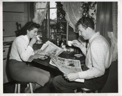 ESTHER WILLIAMS-ORIGINAL PHOTO-CANDID W/HUSBAND IN KITCHEN | eBay
