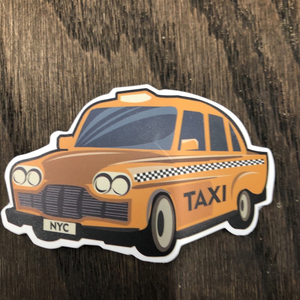 NYC Taxi Cab Sticker For Skateboard Bottle Guitar Phone Ect Mat23 | eBay