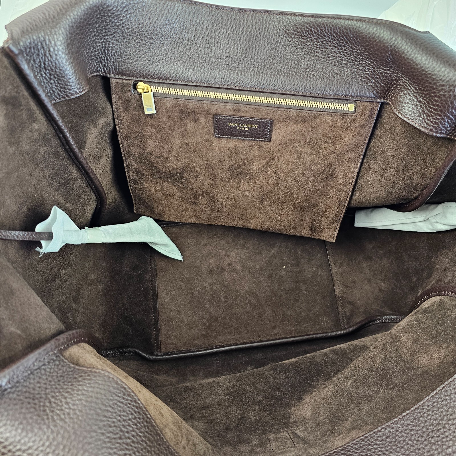 SAINT LAURENT Le 5 A 7 Bea Marron Fonce Leather Tote Bag New And ...