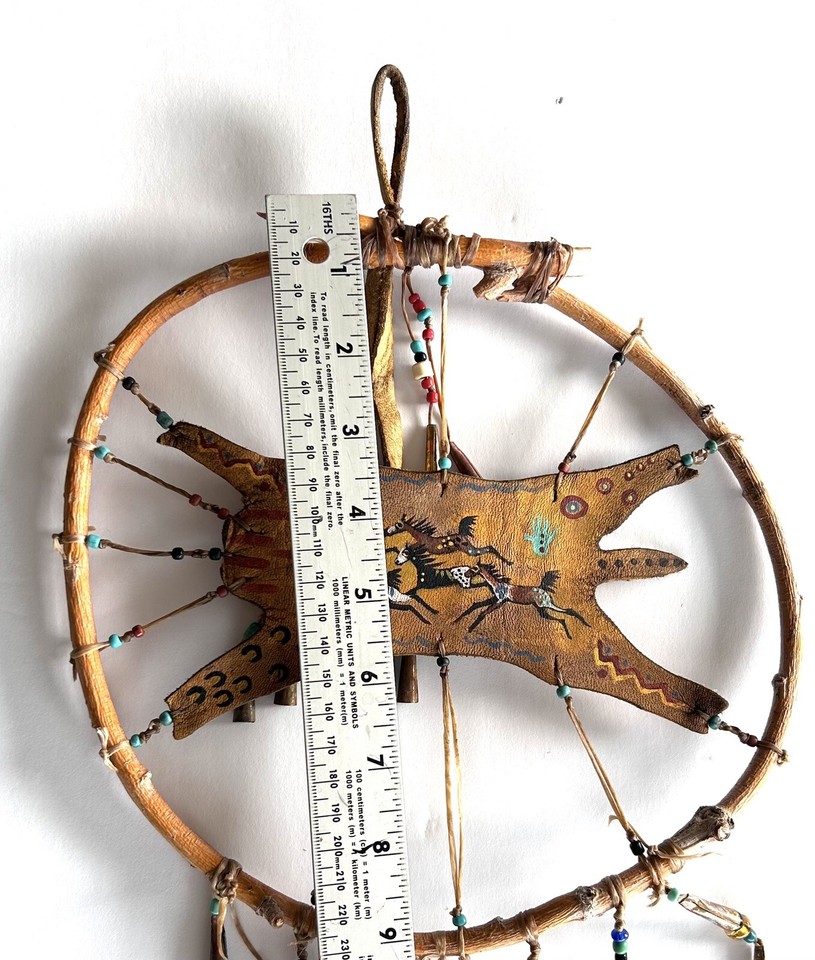 Native American Indian Painted Leather Hide Wall Hanging Ooak Wild ...