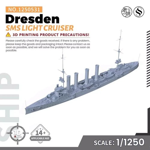 SSMODEL SSC1250531 1/1250 Military Model Kit SMS Dresden Light Cruiser ...