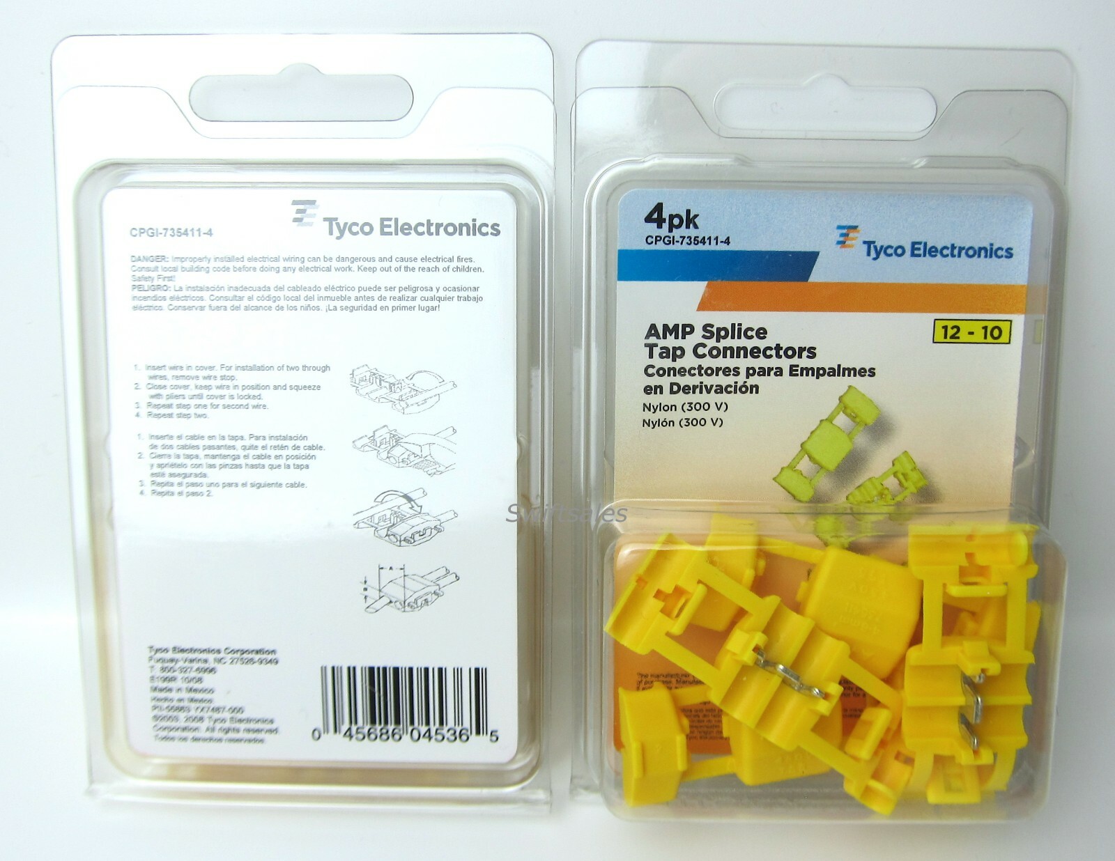 Tyco Electronics CPGI-735411-4 10-12AWG AMP Splice Tap Connectors - Two ...